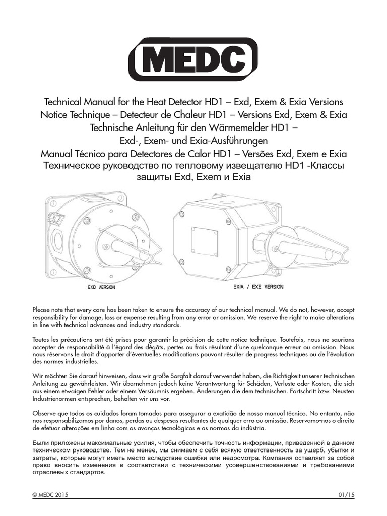 tm159 Medc hd1 Heat Detector Exd Ex em and Ex Ia | PDF