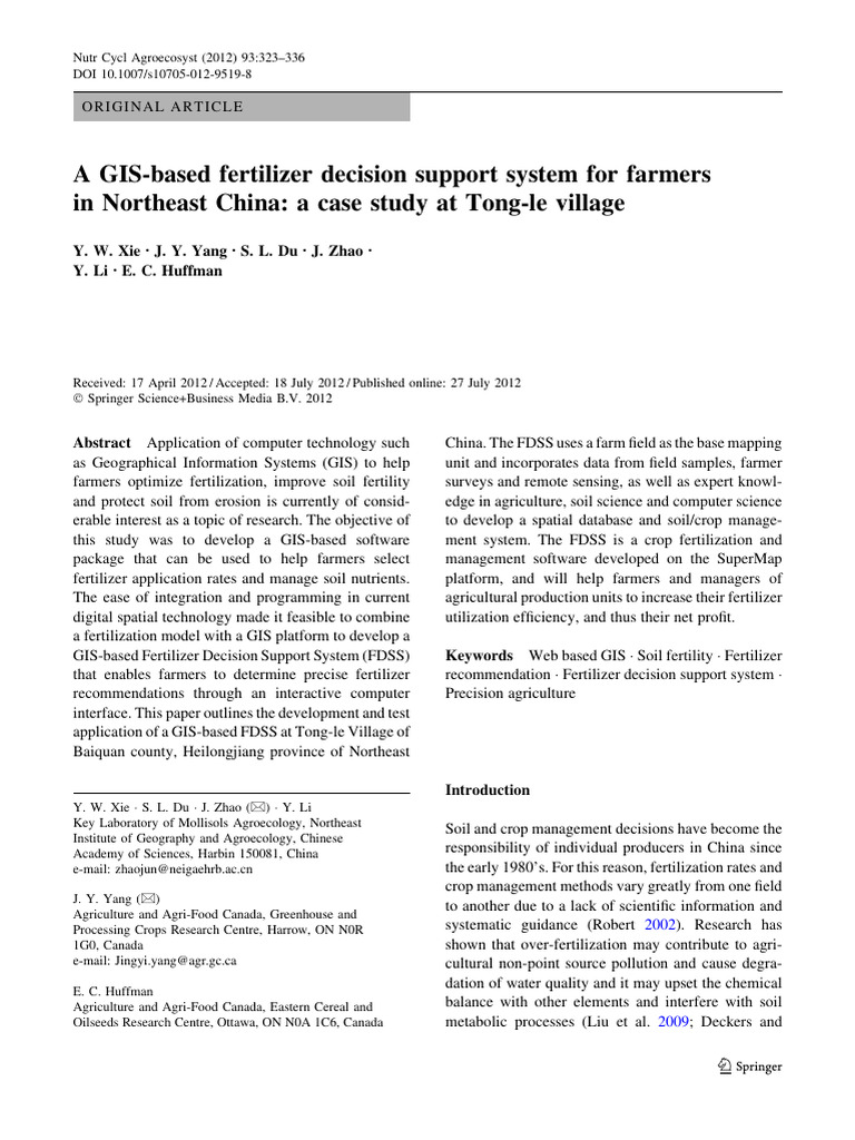 A GIS Based Fertilizer Decision Support System For Farmers | PDF | Geographic Information System ...