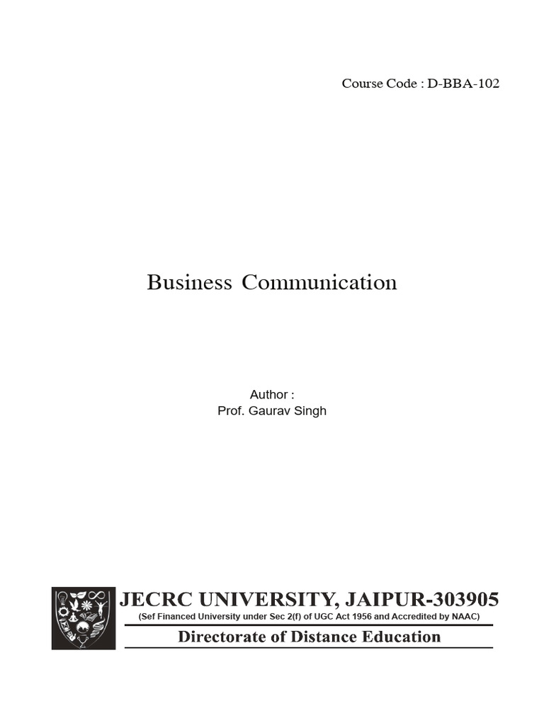 D BBA 102 Business Communication | PDF