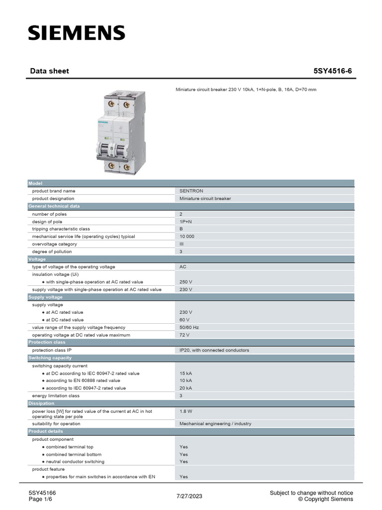 5SY45166 Datasheet en | PDF | Alternating Current | Voltage