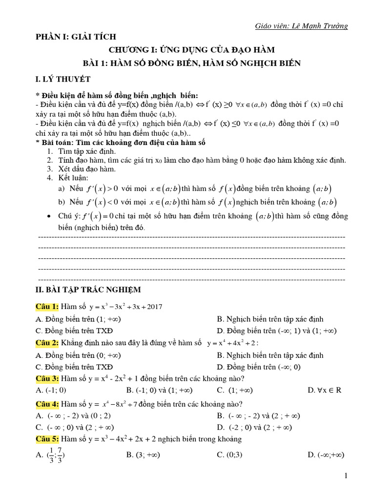 Tai Lieu Hoc Tap Mon Toan 12 | PDF