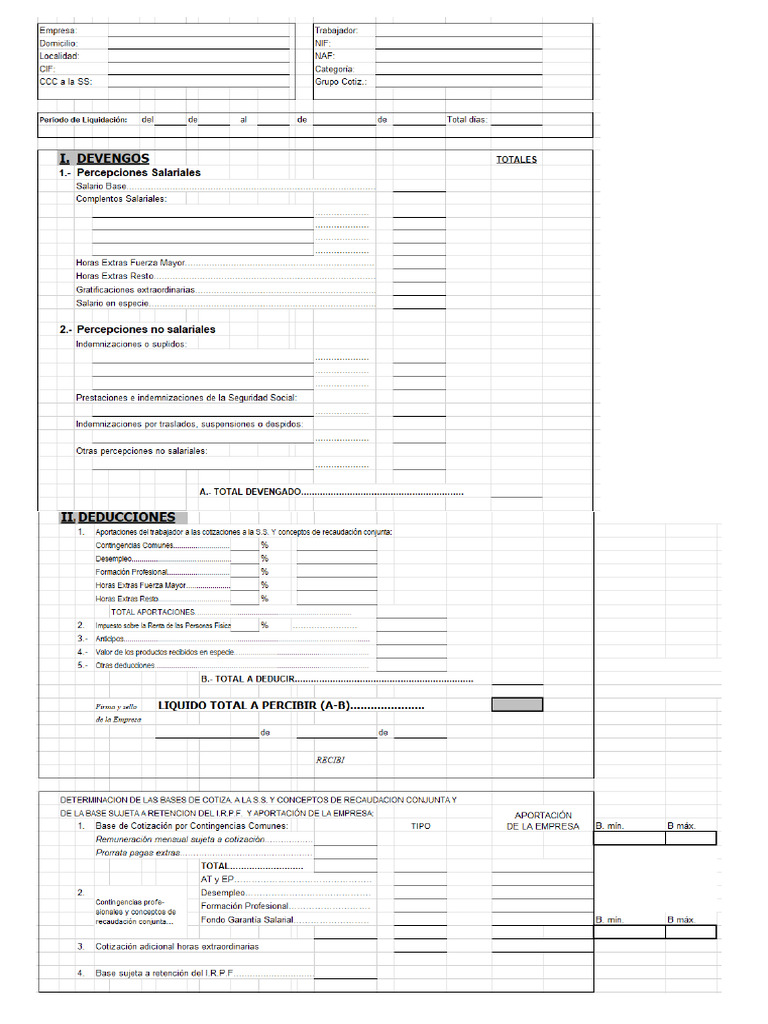 Plantilla Nómina | PDF