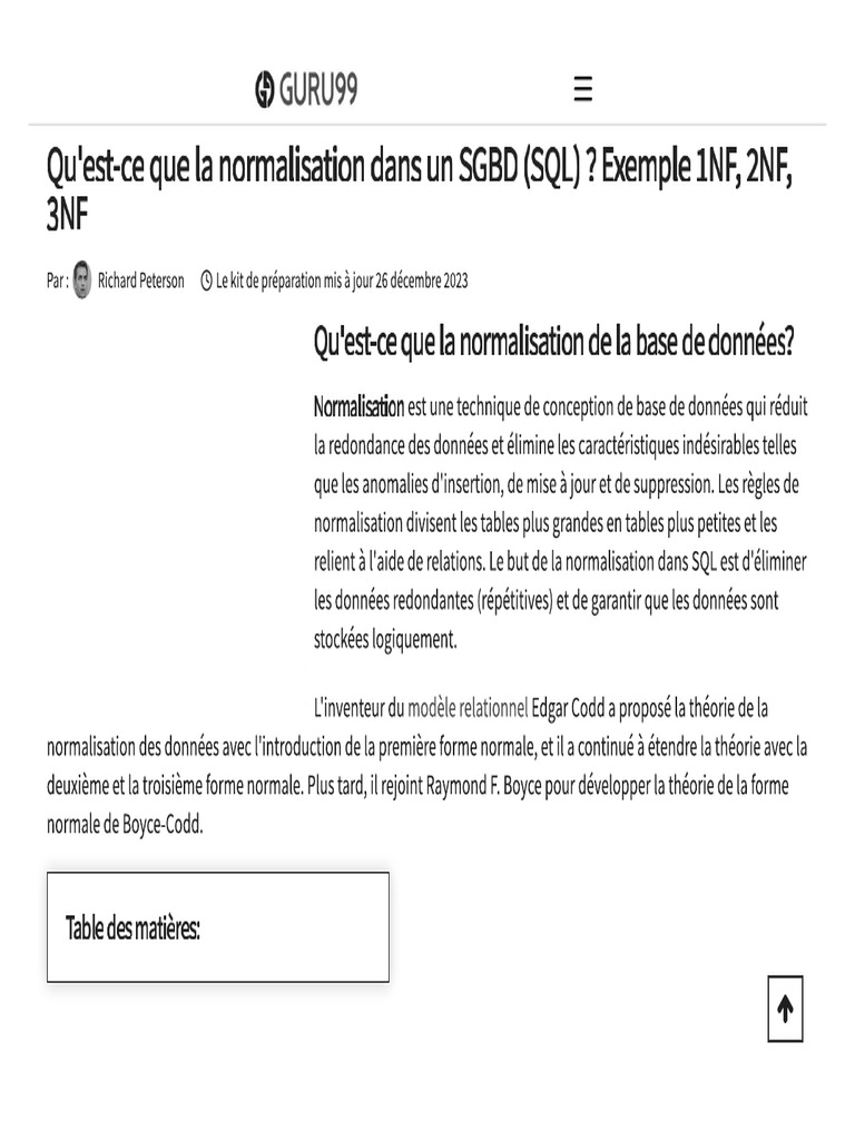Qu - Est-Ce Que La Normalisation Dans Un SGBD (SQL) - Exemple 1NF, 2NF ...