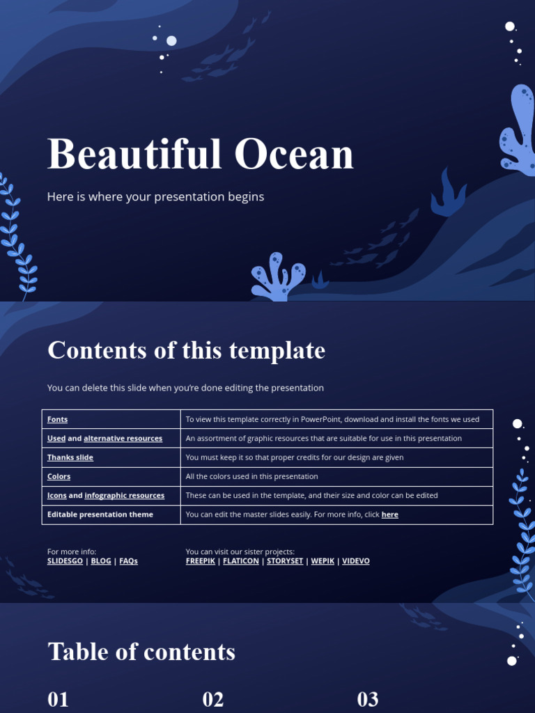 Ocean Presentation Template Guide | PDF