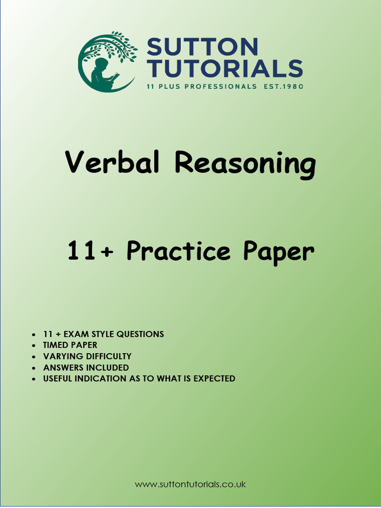 11+ Verbal Reasoning Practice Test | PDF | Foreign Language Studies