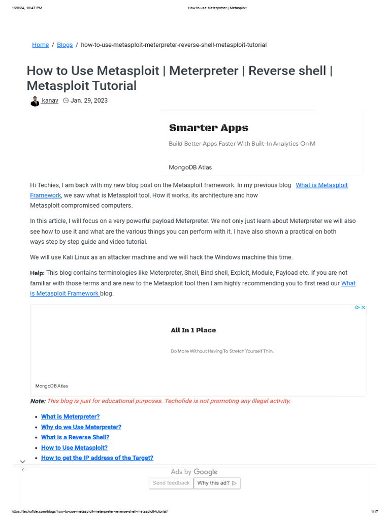 How To Use Meterpreter - Metasploit | Download Free PDF | Secure Communication | Crime Prevention