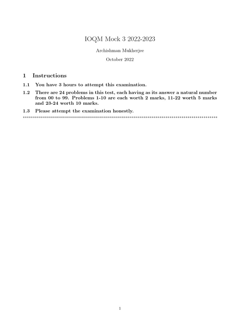 IOQM Mock3 | PDF
