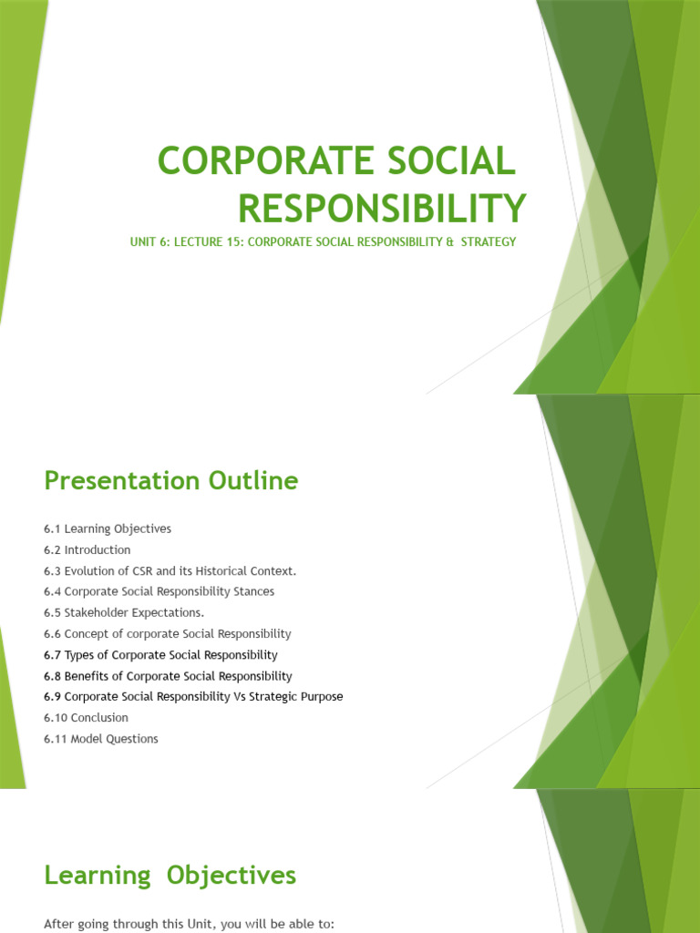 Corporate Social Responsibility Overview | PDF | Career & Growth