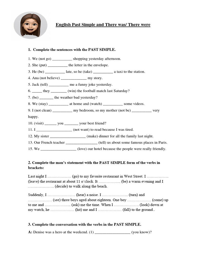 Past Simple There Was Were. | PDF