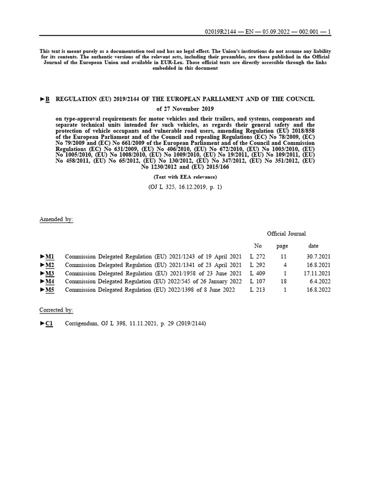 GSR2 Regulation | PDF | Vehicles | Transportation Engineering