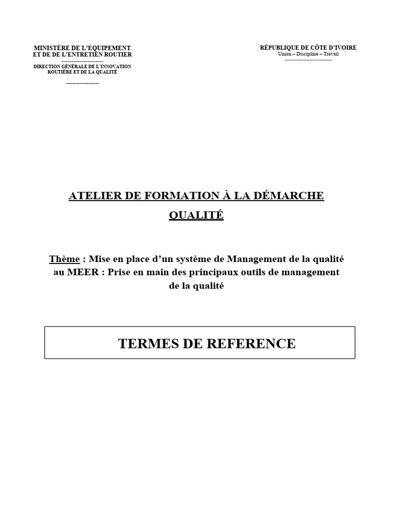 TDR FORMATION QUALITE Octobre 2023 - v0 | PDF