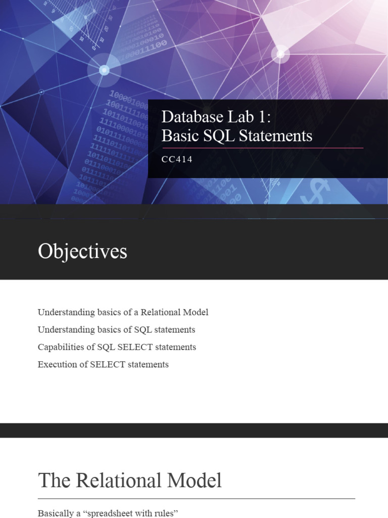 DB Lab 1 - Basic SQL Statements | PDF