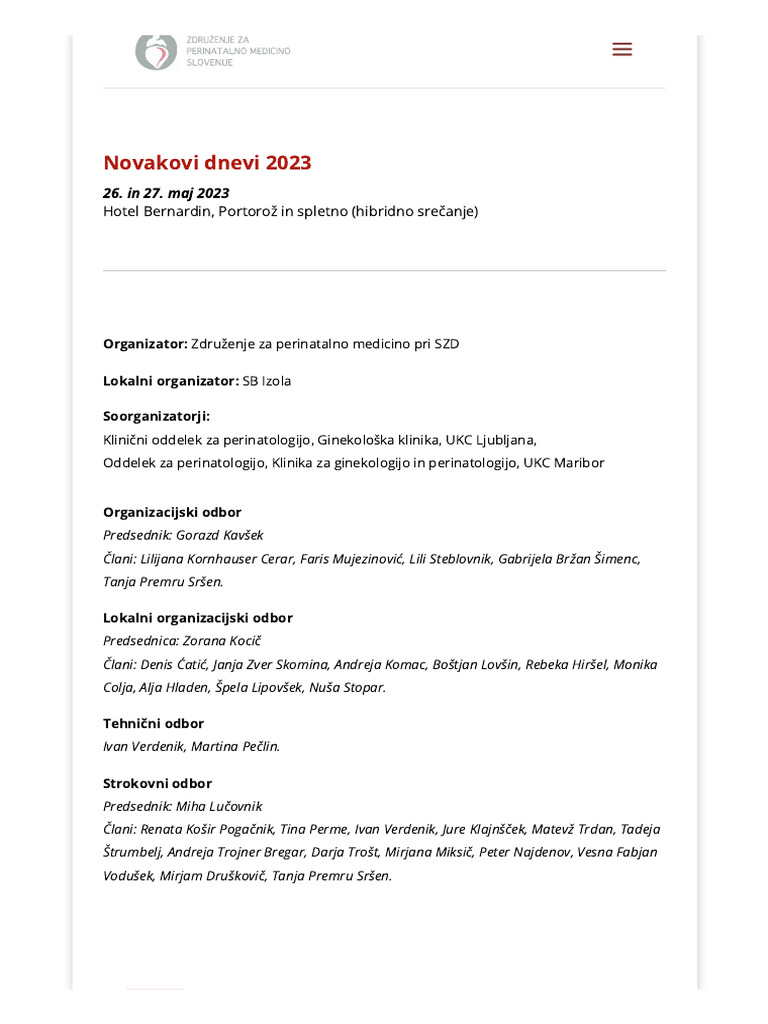 Novakovi Dnevi - Program | PDF