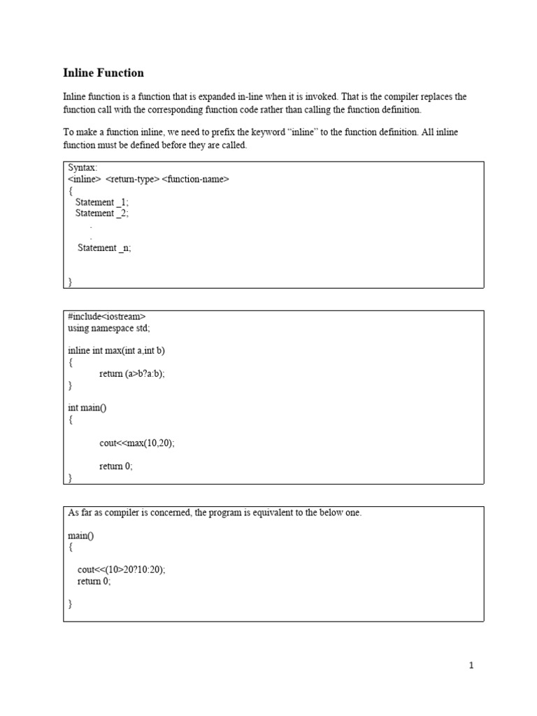 Inline Function | PDF