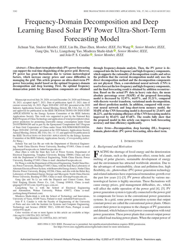 Frequency Domain Decomposition And Deep Learning Based Solar Pv Power