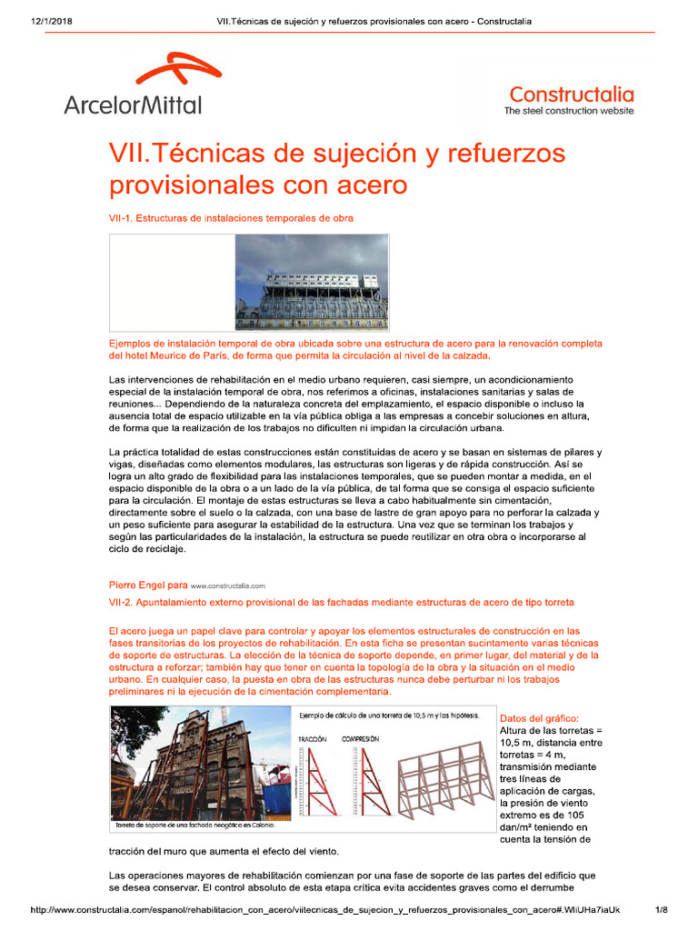 VII - Técnicas de Sujeción y Refuerzos Provisionales Con Acero - Constructalia | PDF