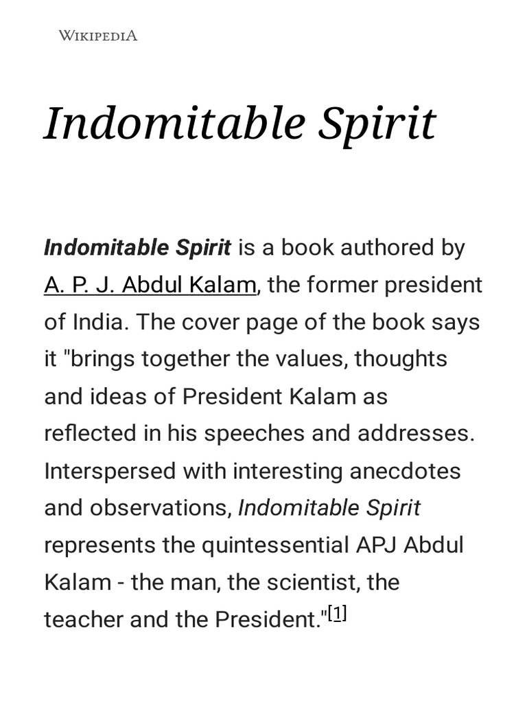 Indomitable Spirit by A.P.J. Abdul Kalam | PDF | Religion & Spirituality