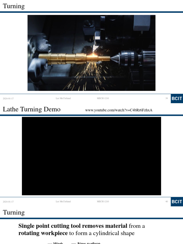 MECH1210 LEC04 Material Removal Processes Turning | PDF | Woodworking ...
