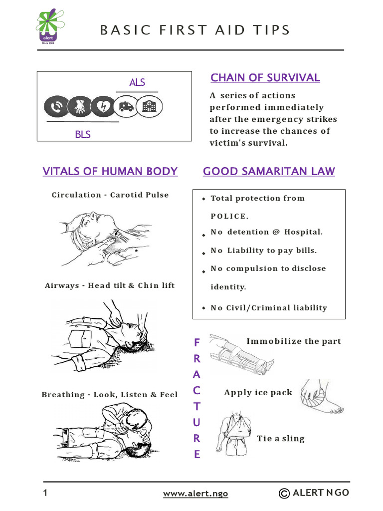 Basic First Aid Tips - ALERT NGO | PDF | First Aid | Safety
