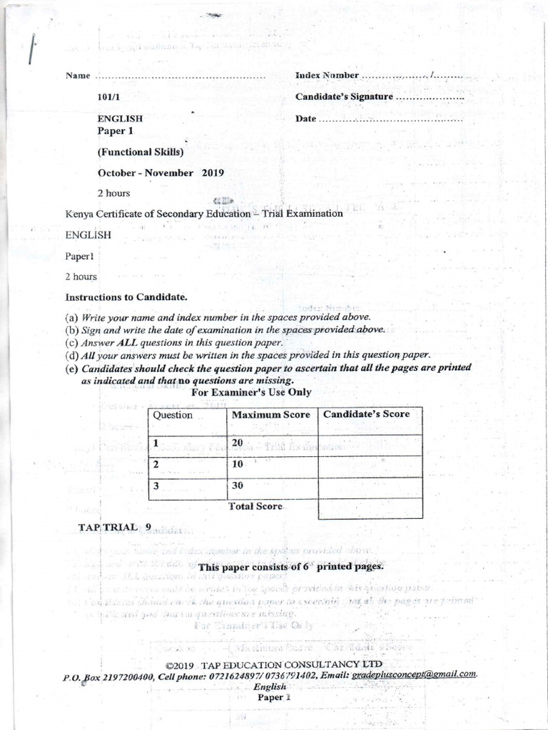 English Paper 1 | PDF