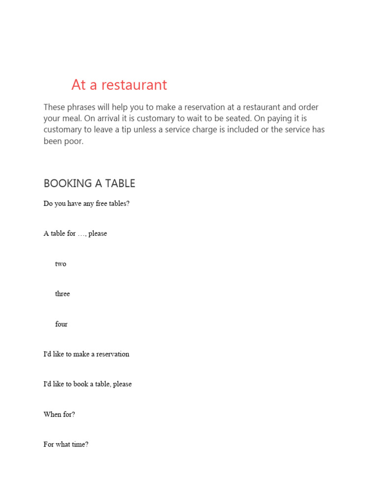 Restaurants | PDF