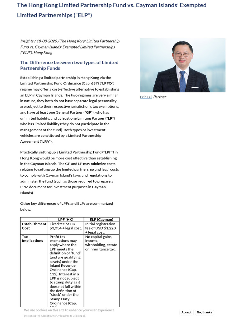 Hong Kong Limited Partnership Fund vs. Cayman Islands' Exempted Limited ...