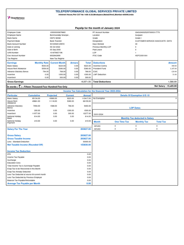 Payslip 2023 2024 1 100000000679865 IGSL | PDF Payslip 2023 2024 1 100000000679865 IGSL | PDF