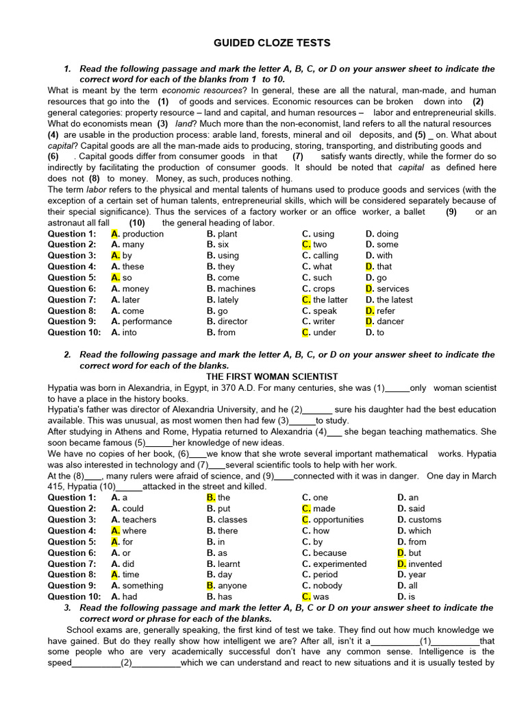 Guided Cloze Tests | Download Free PDF | Egyptian Hieroglyphs | Alphabet