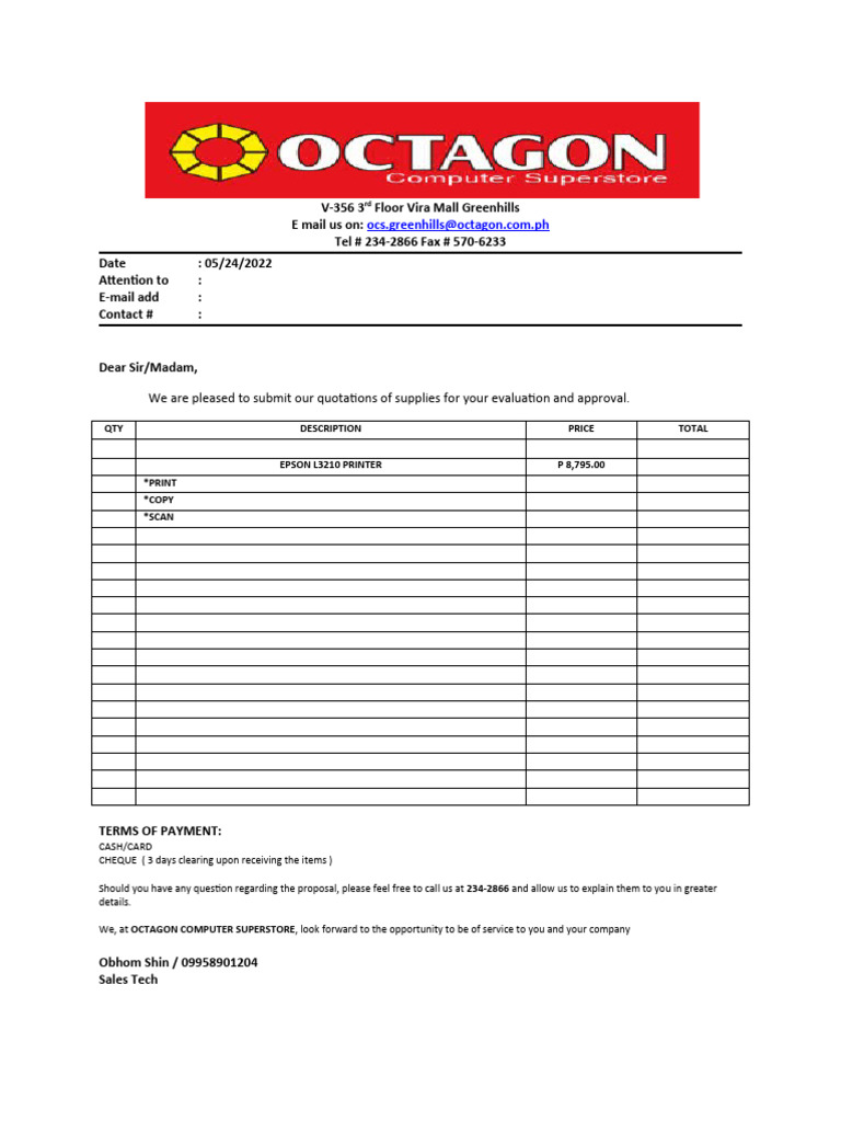 Qoutation Form It Juan | PDF