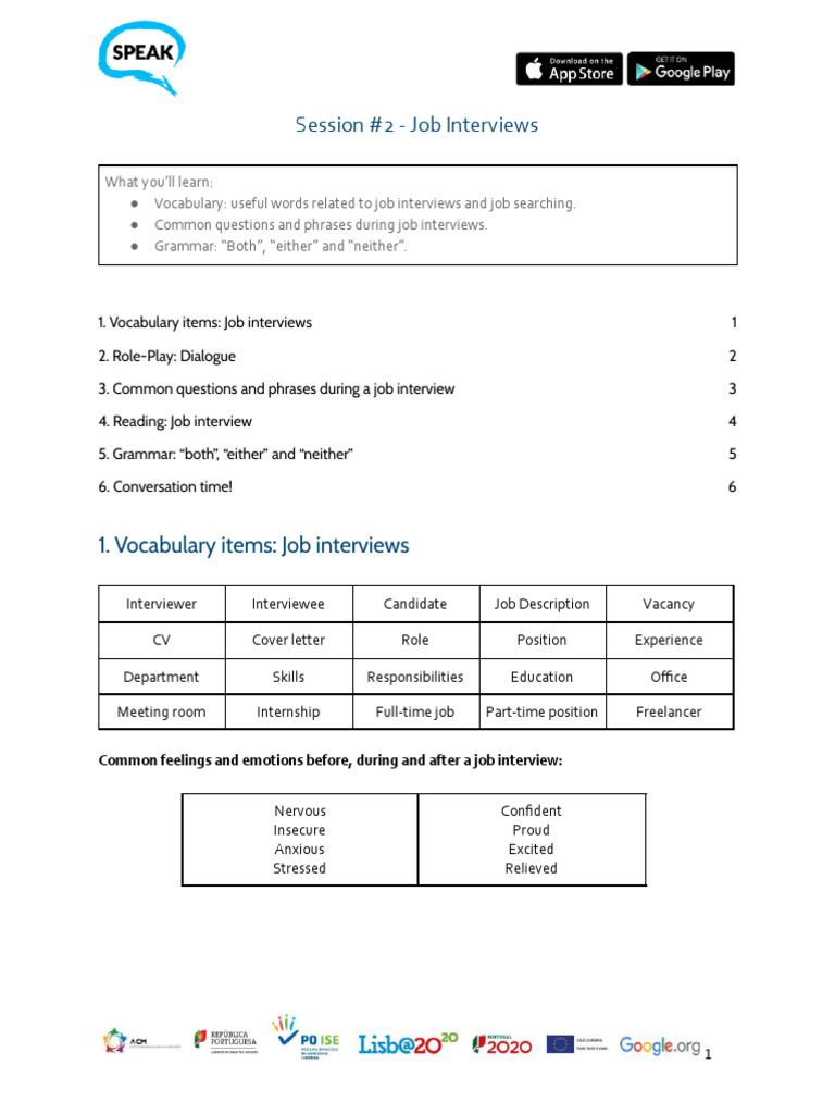 Session 02 Job Interviews Pdf Job Interview Human Resources