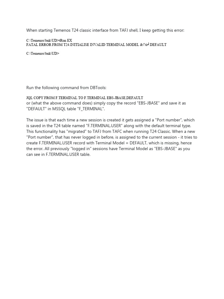 When Starting Temenos T24 Classic Interface From Tafj Shell Pdf