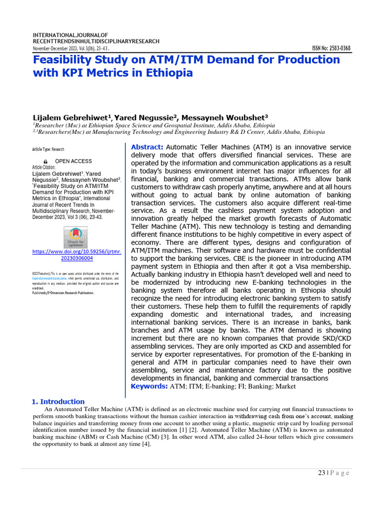 ATM in Ethiopia Journal | PDF