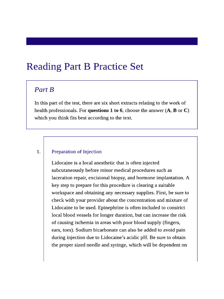 Oet Reading Part B | PDF
