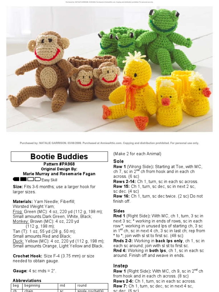 Animal Booties | PDF | Crochet | Textile Arts