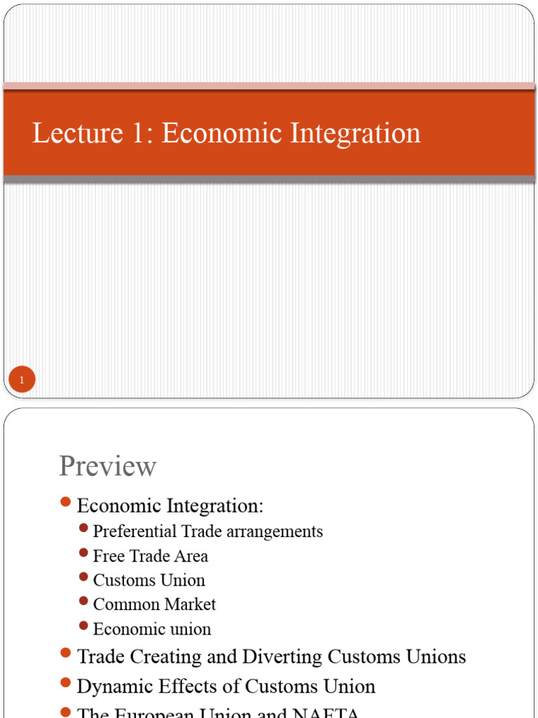 Lec 1 Economic Integration | PDF | North American Free Trade Agreement | European Union