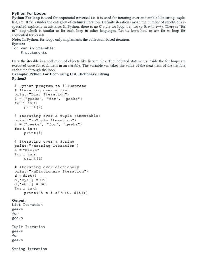 Python For Loops | PDF | Computer Programming | Software Engineering