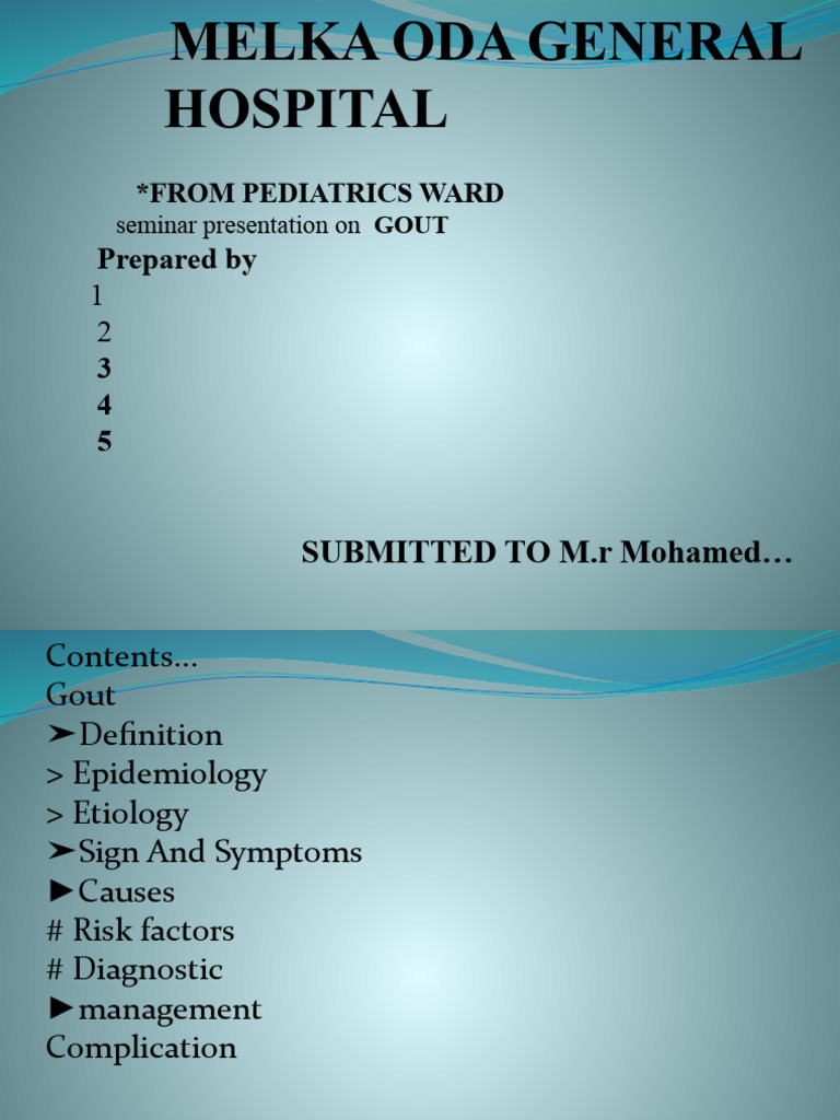 Seminar Presentation Gout | PDF | Self-Improvement | Wellness