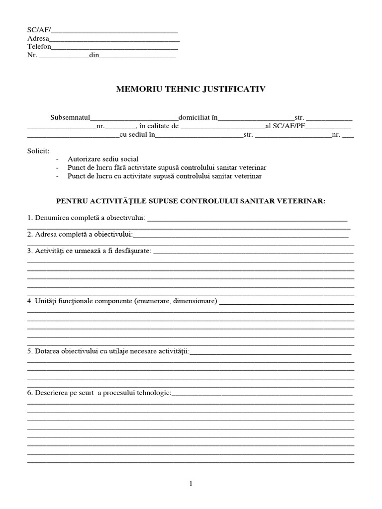 Model Memoriu Justificativ Cluj | PDF