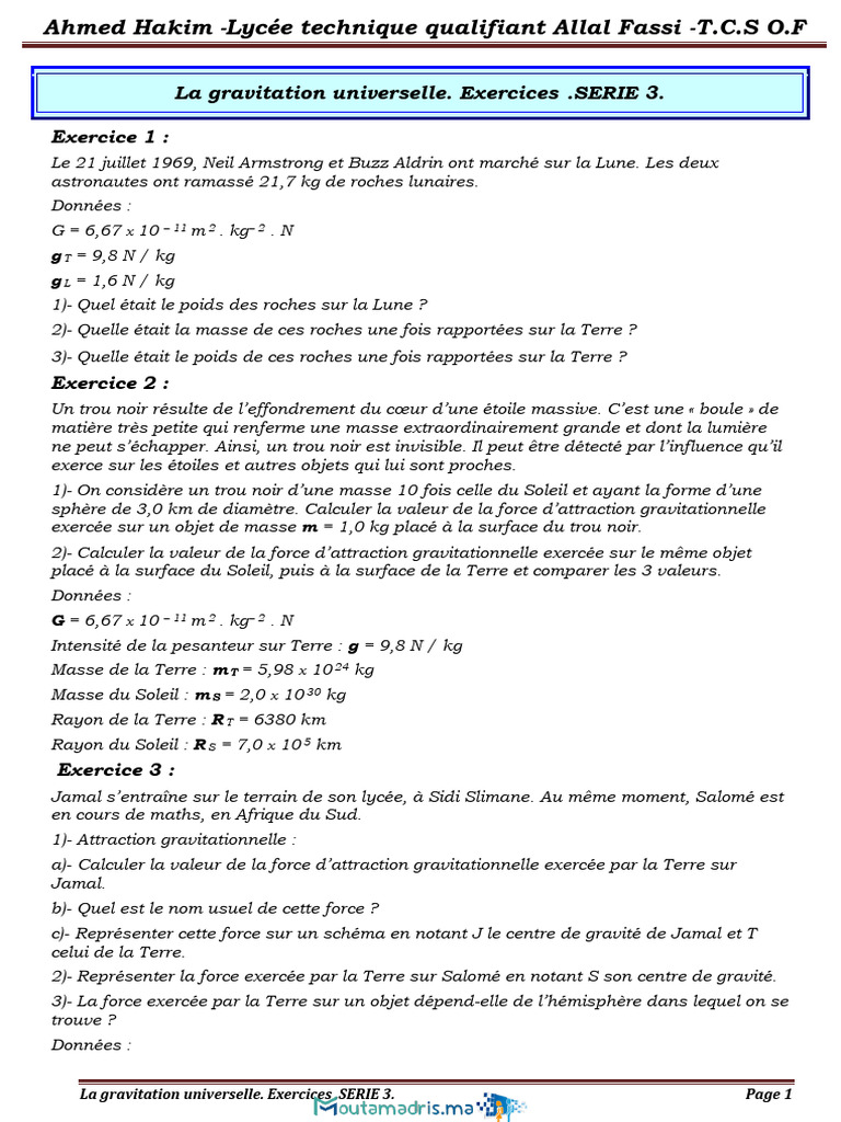 Exercices PC TC International 1 3 | PDF