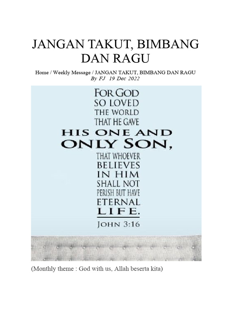 Jangan Takut dan Bimbang, Allah Bersama Kita | PDF