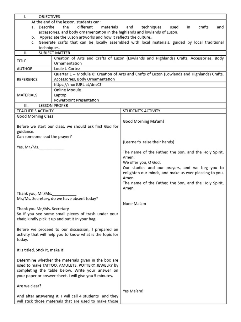 Lesson Plan | PDF | Language Arts & Discipline | Home & Garden