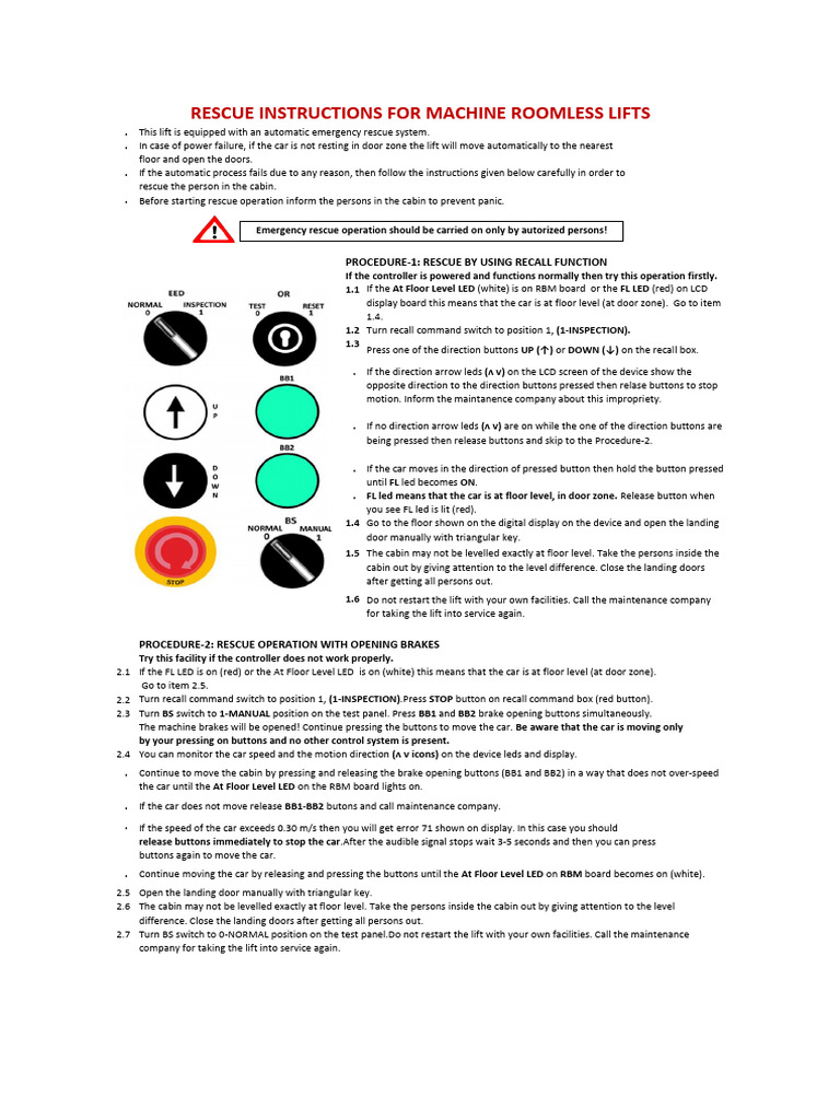 AE Smart Rescue Installation For Machine Roomless Lifts | PDF