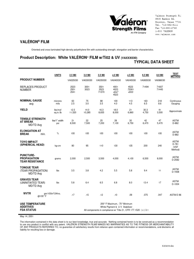 Valeron Spec Sheet | PDF | Building Technology | Building Materials