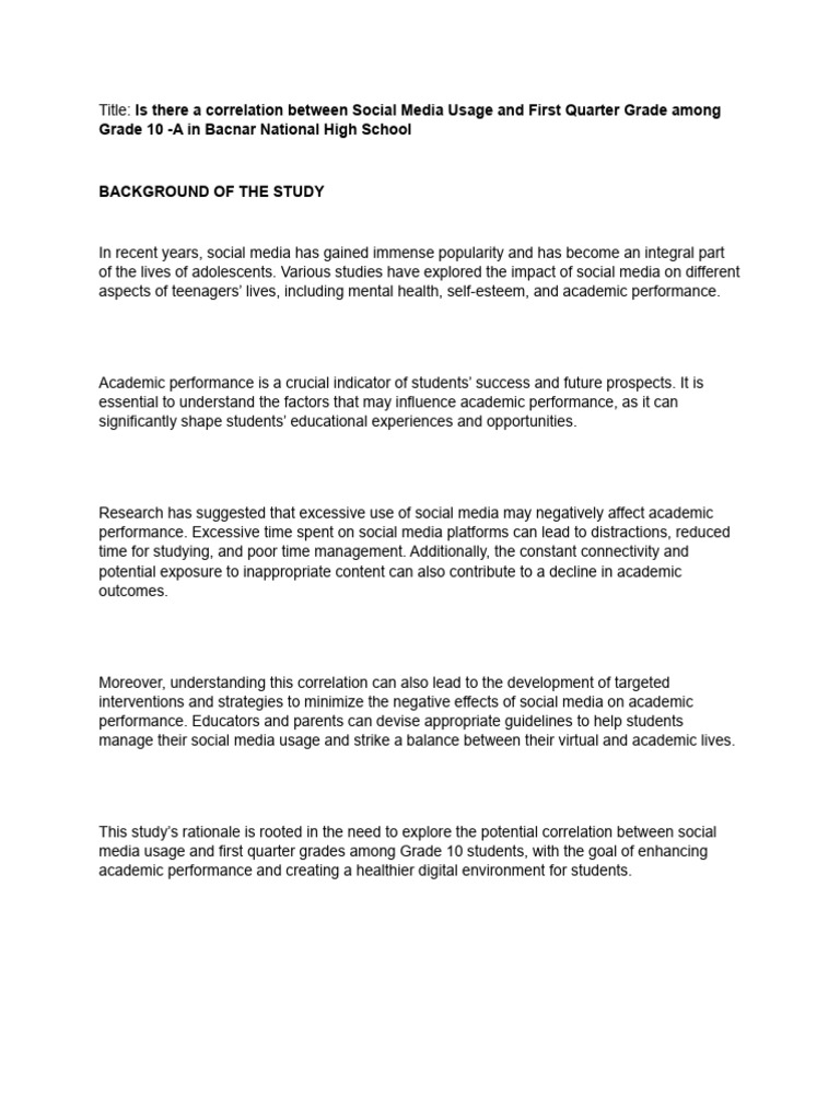 Background of The Study | PDF