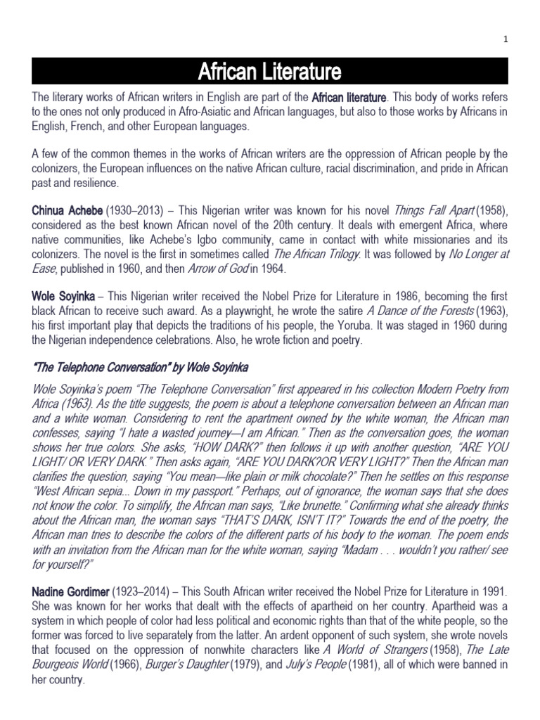 African Literature | PDF