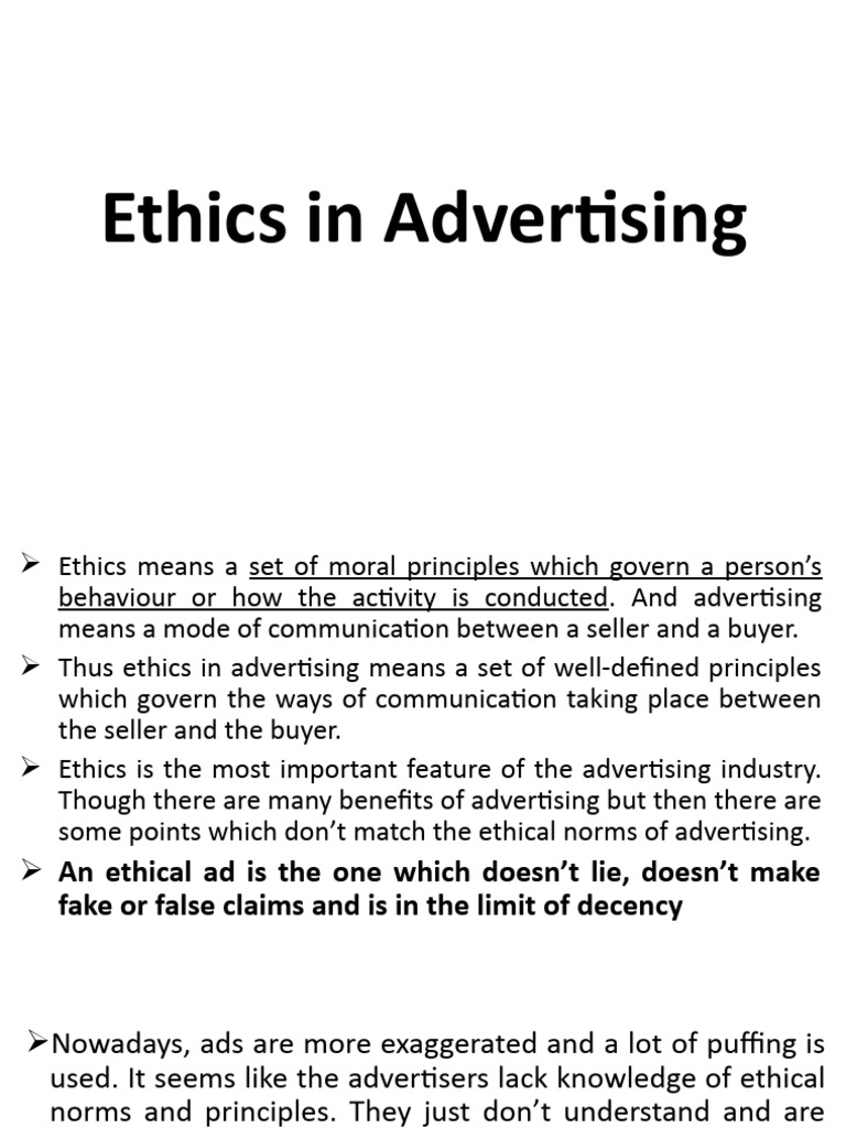 Ethics in Advertising | PDF | Advertising