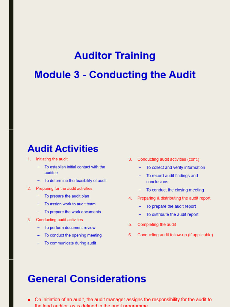 Auditor Training Module 3 - Conducting The Audit | PDF