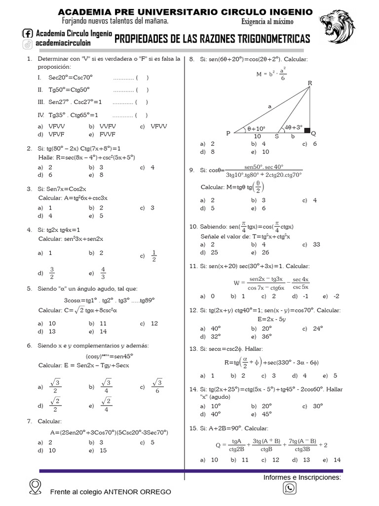 Problemas de Trigonometría Avanzada | PDF