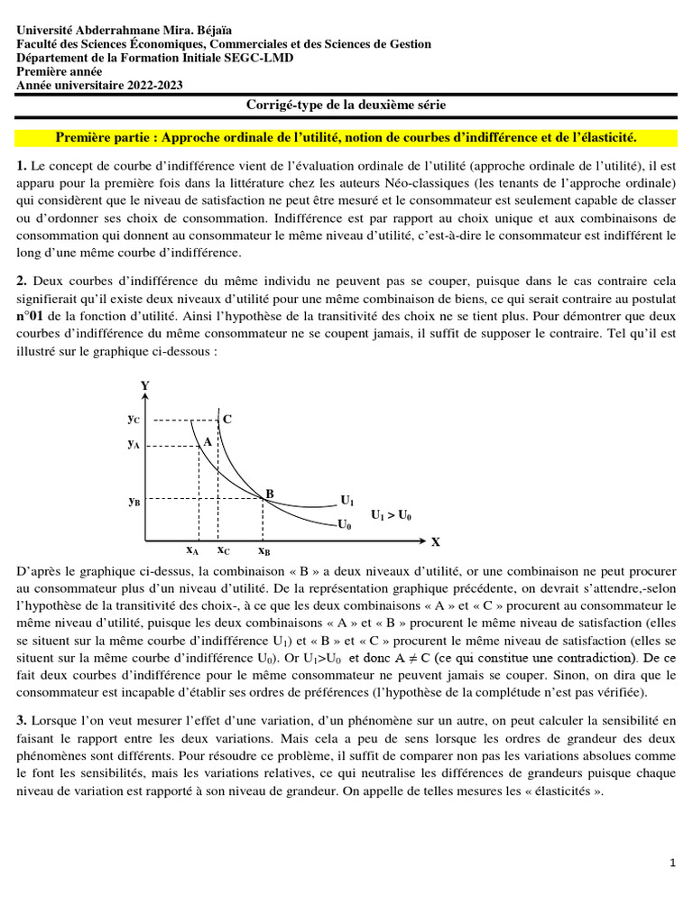 Courbes d'indifférence et élasticité | PDF