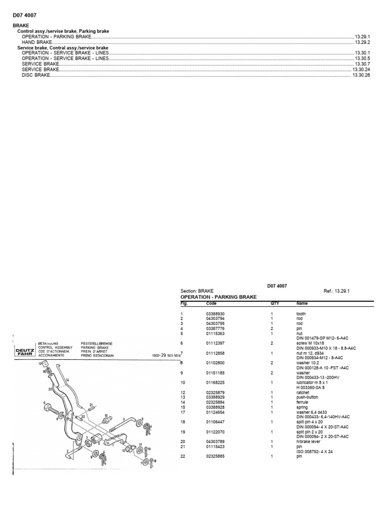 Deutz Fahr D07 4007 Parts Catalog Manual | PDF